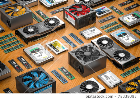 Computer parts on the table. - Stock Illustration [78339385] - PIXTA
