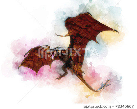 Fantasy dragon in the style of watercolor... - Stock Illustration ...