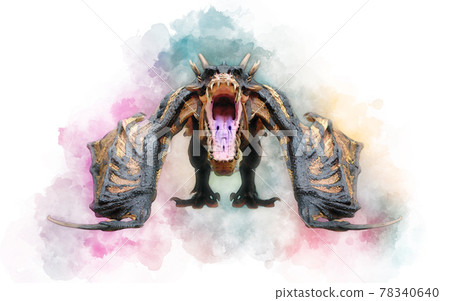 Fantasy dragon in the style of watercolor... - Stock Illustration ...