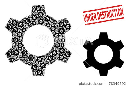 Cog Composition of Cog Icons and Scratched... - Stock Illustration ...