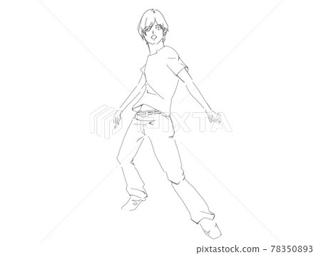 Male character line drawing - Stock Illustration [78350893] - PIXTA
