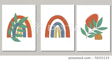 Boho Scandinavian-style minimalist posters set.... - Stock Illustration ...