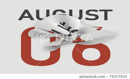 August 6 date behind crumpled paper page of a... - Stock Illustration ...