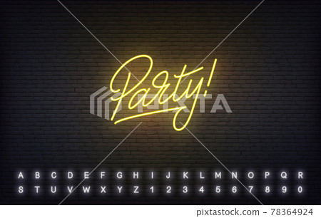 Party neon template. Glowing neon lettering... - Stock Illustration ...