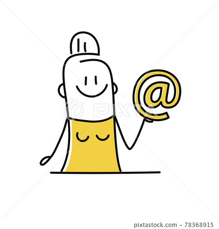 Happy female stick figure with e-mail address... - Stock Illustration ...