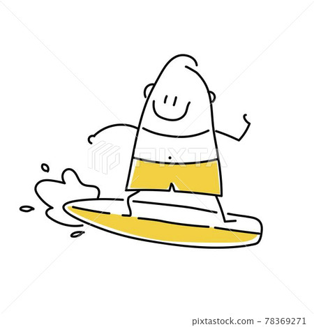 Stickman with surfboard riding a wave - Stock Illustration [78369271 ...