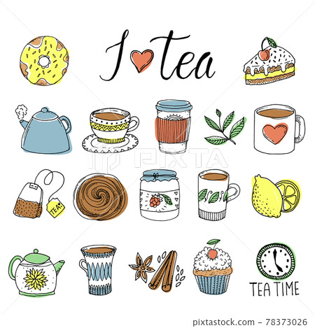 Tea Hand Drawn Elements Set - Stock Illustration [78373026] - PIXTA