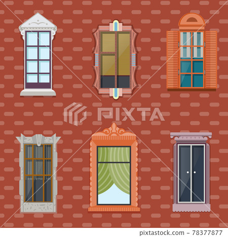 Colorful Detailed Windows Flat Set - Stock Illustration [78377877] - PIXTA
