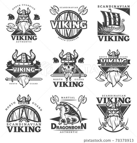 Vintage Viking Label Set-插圖素材 [78378913] - PIXTA圖庫