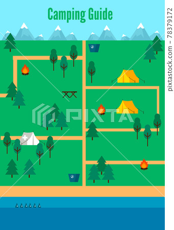 Flat Camping Map Template - Stock Illustration [78379172] - PIXTA