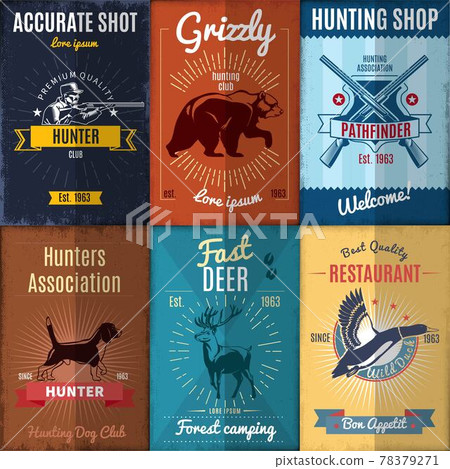 Vintage Hunting Posters Collection - Stock Illustration [78379271] - PIXTA