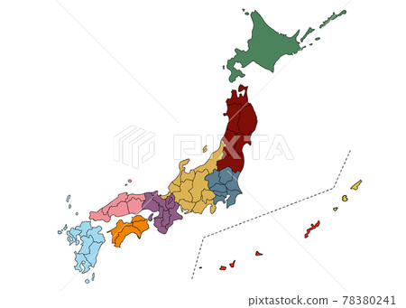 Japan map color - Stock Illustration [78380241] - PIXTA