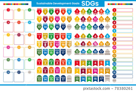 Number icons and frames using 17 colors of SDGs - Stock Illustration ...