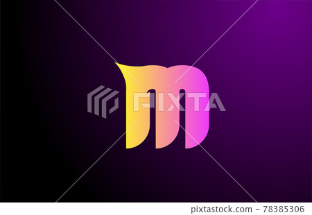 yellow purple M creative gradient alphabet... - Stock Illustration ...