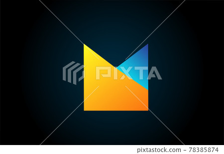 blue yellow M alphabet letter icon logo for... - Stock Illustration ...