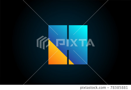 blue yellow H alphabet letter icon logo for... - Stock Illustration ...
