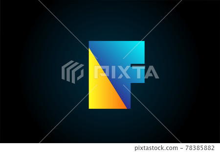 blue yellow F alphabet letter icon logo for... - Stock Illustration ...