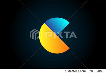blue yellow C alphabet letter icon logo for... - Stock Illustration ...