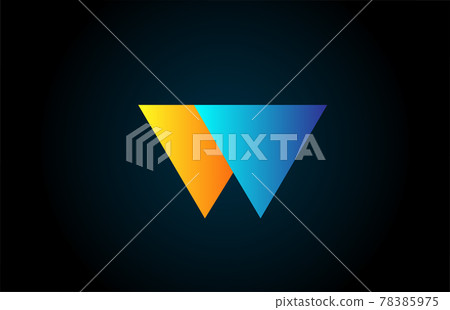 blue yellow W alphabet letter icon logo for... - Stock Illustration ...