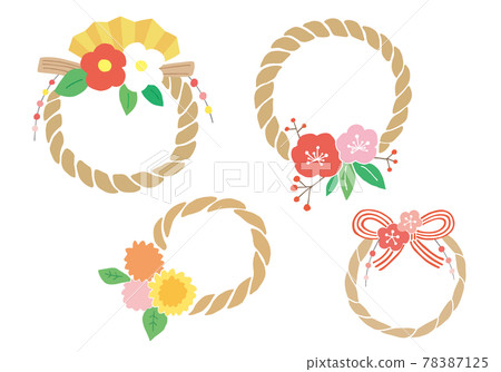 Hand-painted shimenawa illustration set (color... - Stock Illustration ...