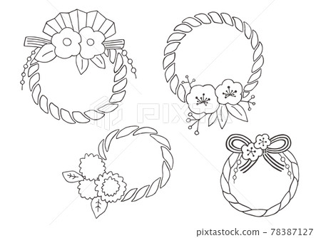 Hand-painted shimenawa illustration set... - Stock Illustration ...