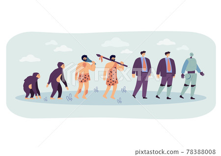 Human evolution to robot line - Stock Illustration [78388008] - PIXTA