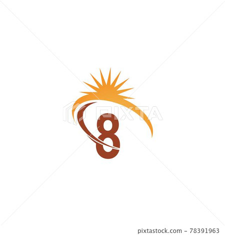 Number 8 with sun ray icon logo design template... - Stock Illustration ...