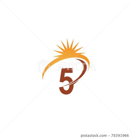 Number 5 with sun ray icon logo design template... - Stock Illustration ...