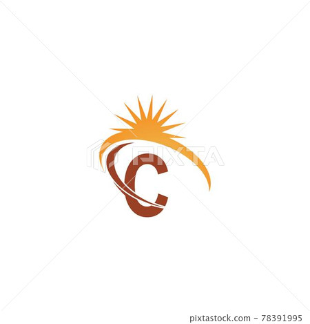 Letter C with sun ray icon logo design template... - Stock Illustration ...