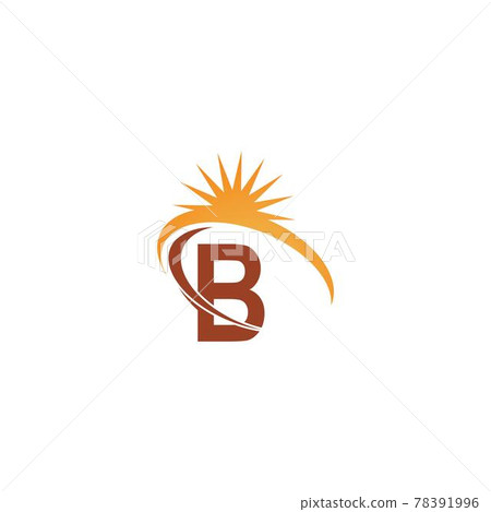 Letter B with sun ray icon logo design template... - Stock Illustration ...