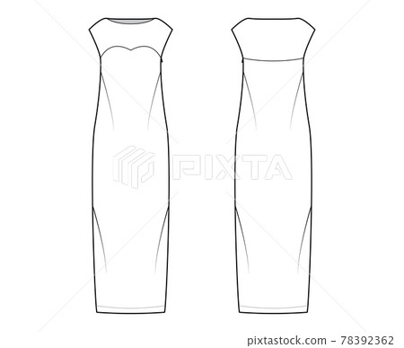 Dress column technical fashion illustration... - Stock Illustration ...