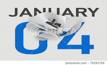 January 4 date behind crumpled paper page of a... - Stock Illustration ...