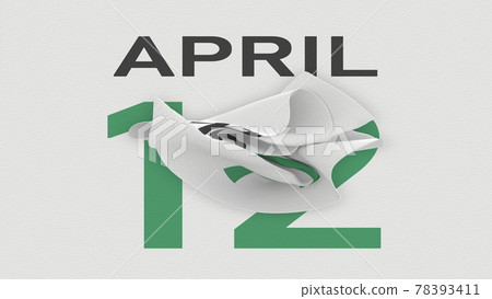 April 12 date behind torn page of a calendar,... - Stock Illustration ...