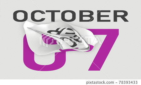 October 7 date behind crumpled paper page of a... - Stock Illustration ...