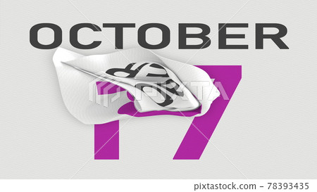 October 17 date after torn page of a paper... - Stock Illustration ...