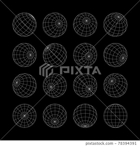 Silver grid globe universe isolated set on black - Stock Illustration ...