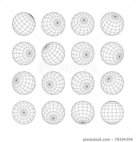 Earth grid globe 3d sphere isolated set on white - Stock Illustration ...