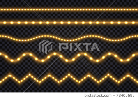 Realistic gold led lines with neon glow light... - Stock Illustration ...