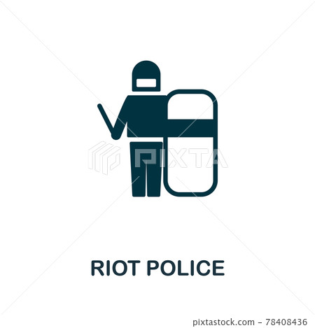 Riot Police icon. Monochrome simple element... - Stock Illustration ...