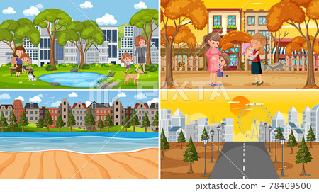 Different background scenes of nature in set - Stock Illustration ...
