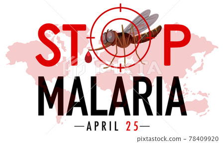 Stop Malaria logo or banner with mosquito on... - Stock Illustration ...