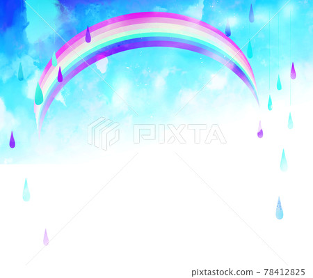 Rain frame blue sky rainbow - Stock Illustration [78412825] - PIXTA