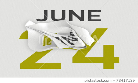 June 24 date behind crumpled paper page of a... - Stock Illustration ...