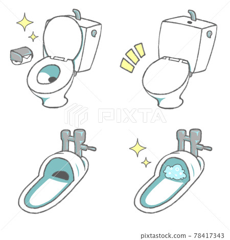 Simple and cute clean toilet illustration set - Stock Illustration ...