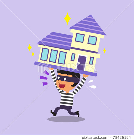 Cartoon thief stealing a house - Stock Illustration [78426194] - PIXTA