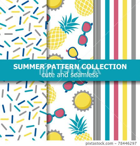 Juicy summer pattern collection. Pineapple... - Stock Illustration ...