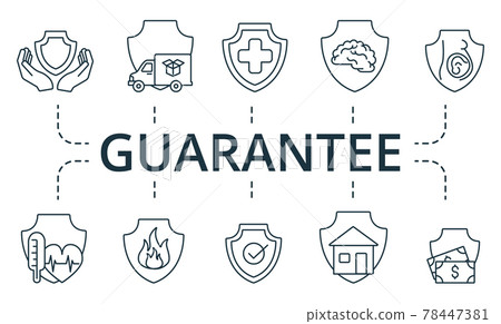 Guarantee icon set. Contains editable icons... - Stock Illustration ...