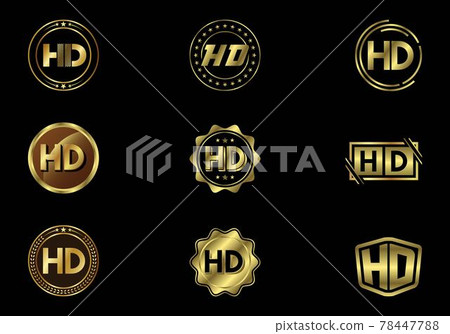 Golden HD Video Resolution Icon Logo, High... - Stock Illustration ...