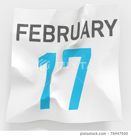 February 17 date on crumpled paper page of a... - Stock Illustration ...