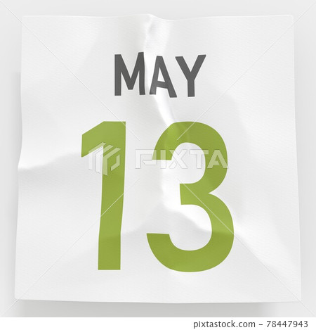 May 13 date on crumpled paper page of a... - Stock Illustration ...